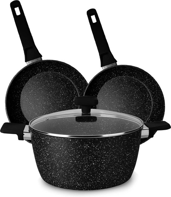 Kookgerei, antiaanbaklaag, gegoten aluminium, potten met glazen deksel, pan, steelpan,... | bol