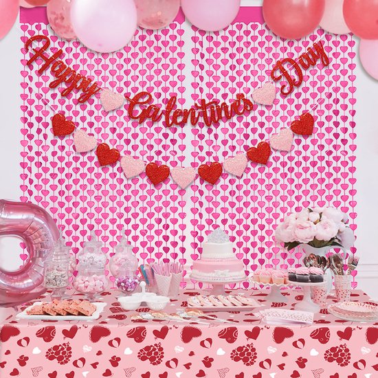 Valentijn Decoratie Tafelkleed Hartjes tafel Kleed Feest Versiering ...