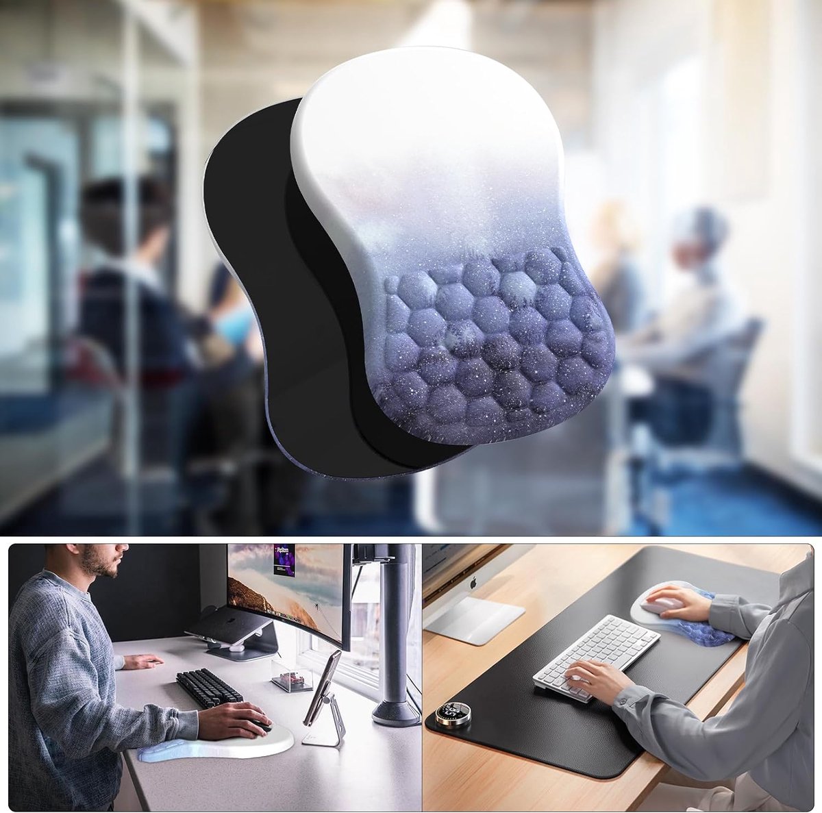 Muismat polssteun met massage-design, ergonomische polssteun met ...