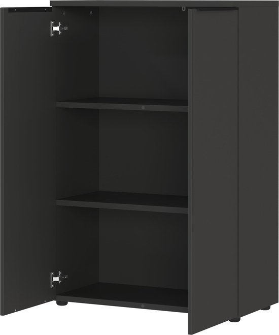 Meuble de bureau bas fermé Galileo Graphite - Largeur 81 cm - Hauteur ...