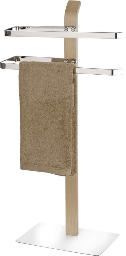 Houder WC-set Verchroomd metaal/fineer 40,5 x 79,5 x 21,5 cm naturel | bol