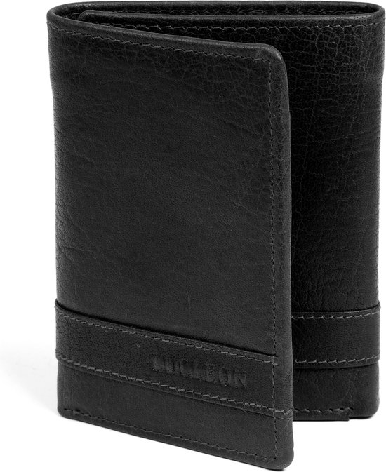 Lucleon Montreal zwarte driedelige leren RFID portemonnee voor heren | bol
