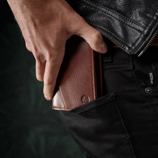 Lucleon Montreal rustieke lichtbruine leren RFID portemonnee voor heren ...