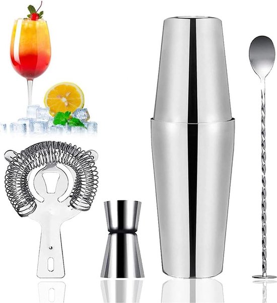 5-delige cocktailshaker set - RVS cocktailmixing accessoires - Boston ...