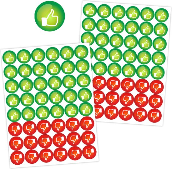 Like & Dislike Stickers - 2 Stickervellen Duimpjes - Beloningsstickers ...
