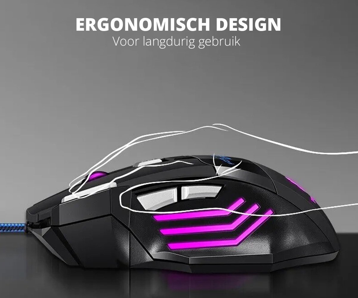 AOAS Optische USB Game Muis - Gaming - RGB led verlichting - 3200 DPI ...