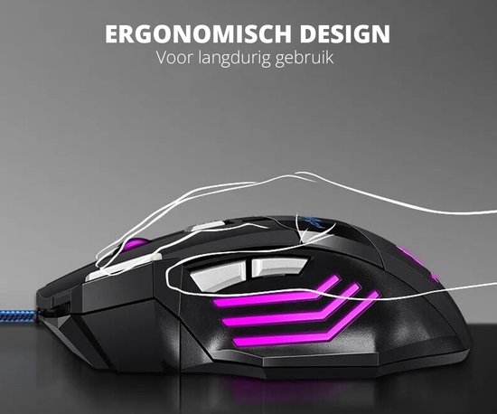 AOAS Optische USB Game Muis - Gaming - RGB led verlichting - 3200 DPI ...