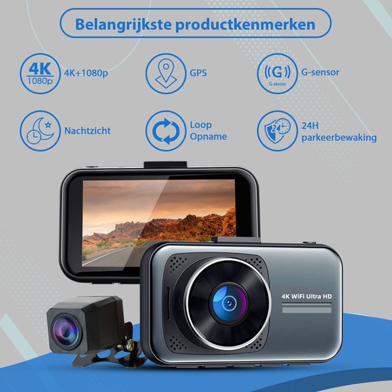 Heuts Goods - Dual Dashcam - Dashcam voor auto - Ultra 4K & 1080P ...