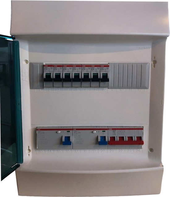 ABB groepenkast IP41 7 groepen, 2 aardlekschakelaars, 1 hoofdschakelaar ...