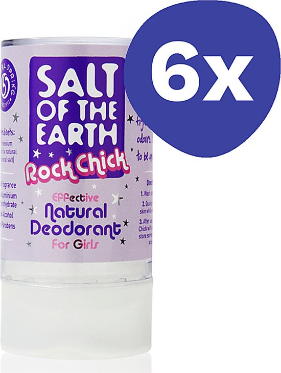 Salt of the Earth Rock Chick Natural Deodorant voor meiden (6+) (6x 90gr) | bol