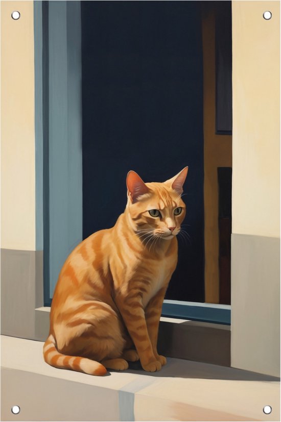 Kat tuinposter - Huisdieren posters - Posters Edward Hopper stijl ...