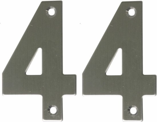 AMIG Huisnummer 44 - massief Inox RVS - 10cm - incl. bijpassende ...