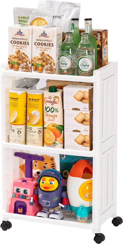 Trolley Keukentrolley 3 niveaus Niswagen met haken Rolplank ...