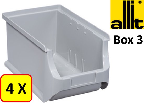4 x Magazijnbak - grijpbak - stapelbak Allit - ProfiPlus Box 3 - 2,4 L ...
