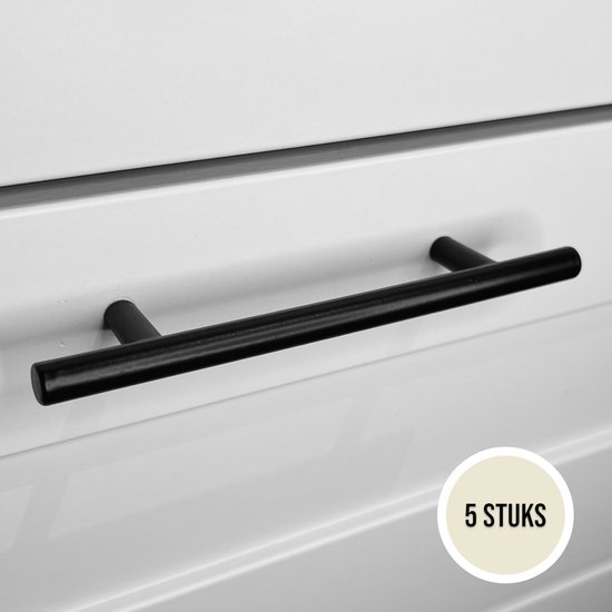Handgreep Zwart RVS – 128mm – ''Toronto'' – 5 Stuks – T-Vorm – Hoge ...