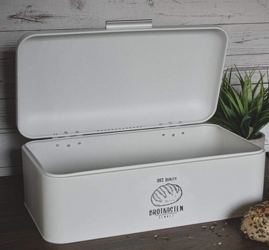 Grote broodtrommel van metaal met klapdeksel, 42 x 22,5 x 17 cm, retro ...