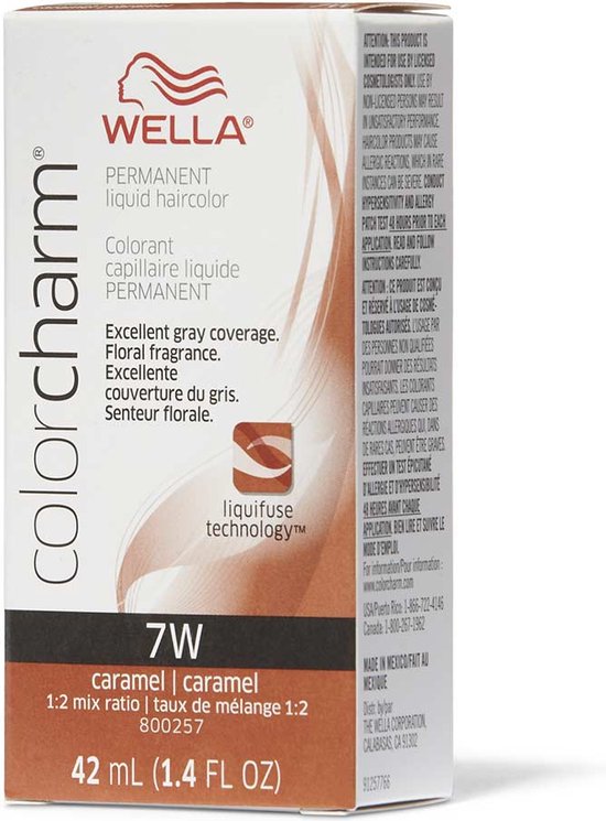 Wella Color Charm Permanent Liquid Haircolour - 7W - Caramel - Haarverf ...
