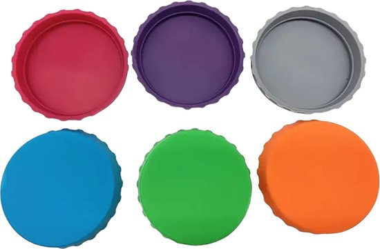 AliRose - Siliconen Dop - Set 6 stuks - Voor Blikjes, Glazen en etc ...