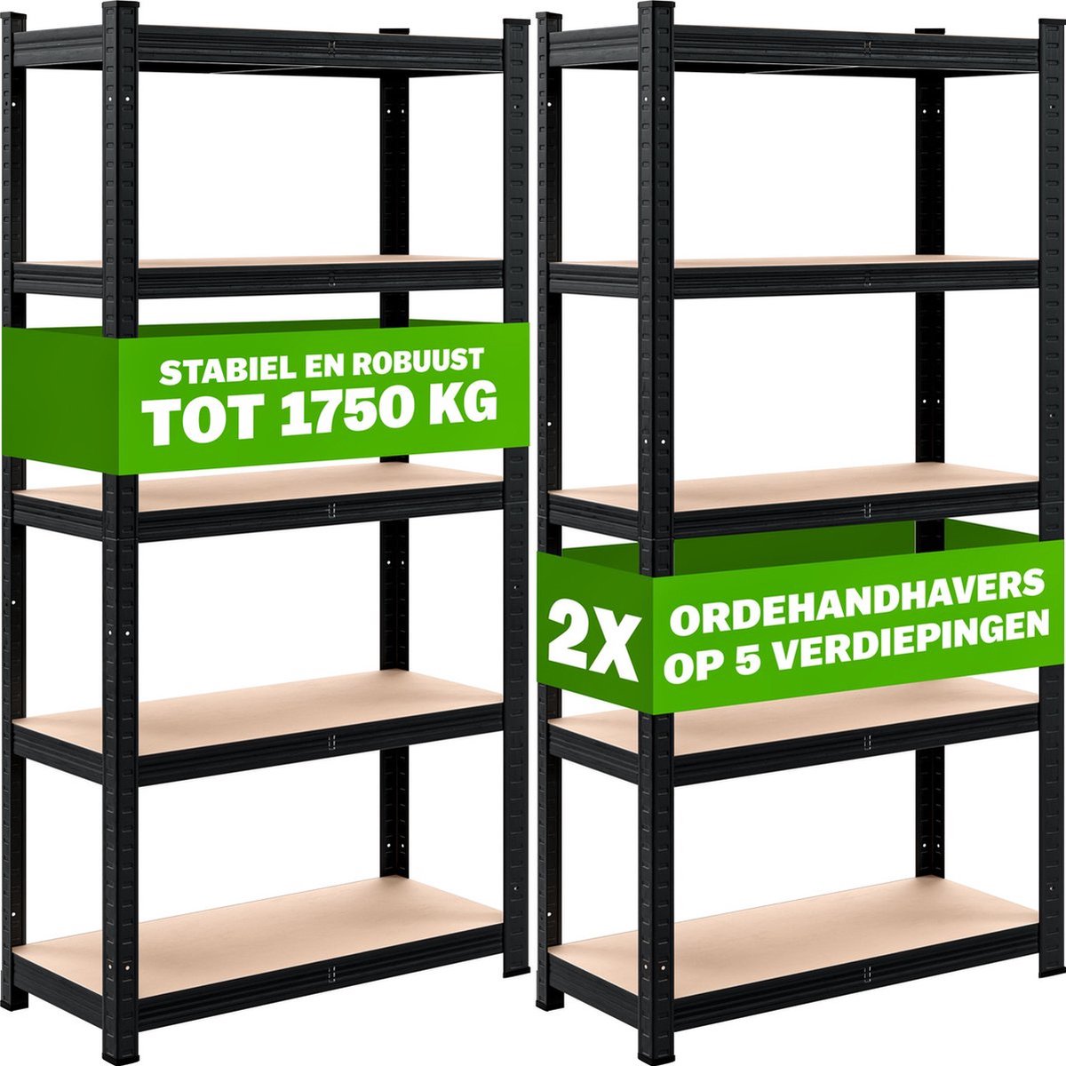 Opbergrek 2 Stuks – Incl. MDF-Planken - 180x90x40cm Zwart | bol