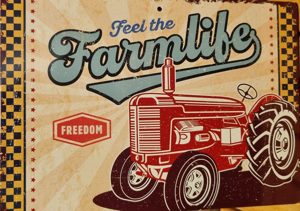 Metalen - Blikken - Wandbord - Feel the Farmlive - Freedom - 20 x 16 x ...