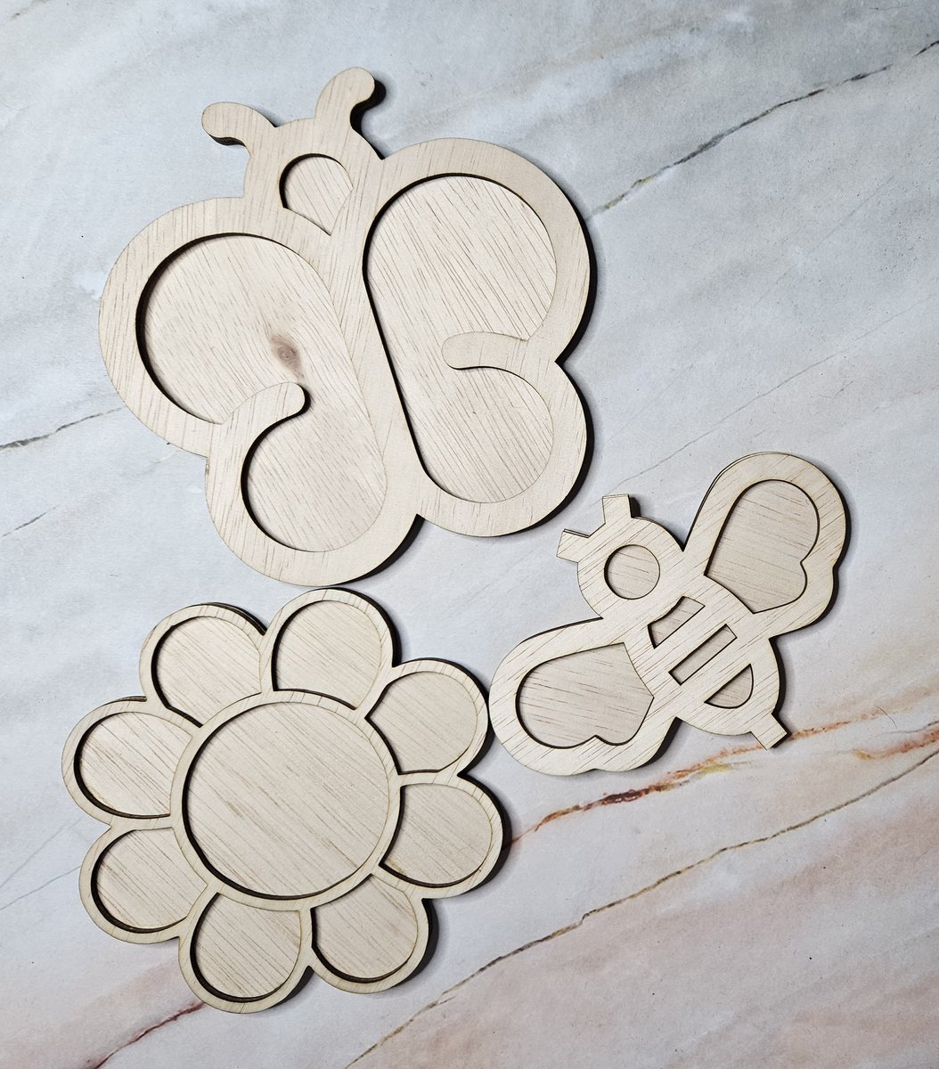 Houten bij, bloemen, vlinder vulvormen kit - speelrijst vorm - sensory ...