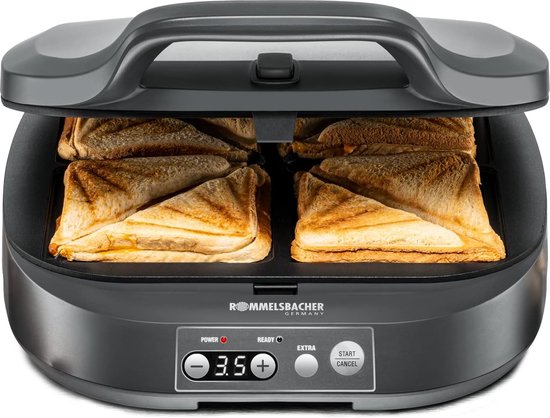 Tosti Apparaat voor 4 Tosti's - Anti Aanbaklaag - Contactgrill - Met ...