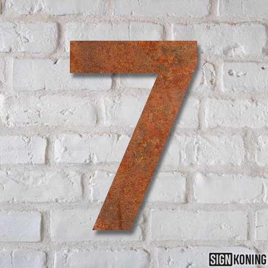Kirinify – Cortenstaal huisnummer 30 cm hoog – Nummer 7 – Standaard ...