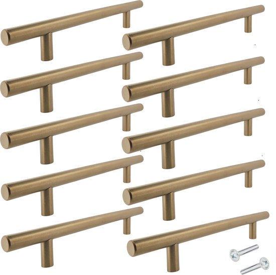 Handgreep / Keukengreep Denver - T-greep Goud/Brons 200mm SET 20 stuks ...