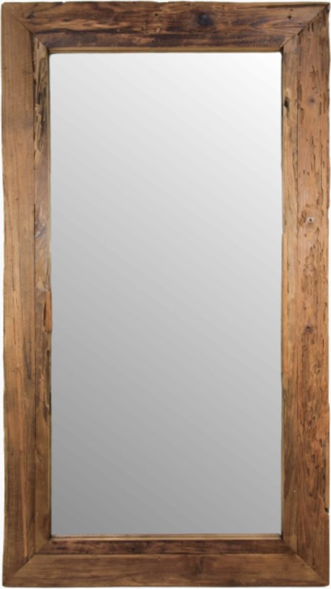 Hiba Miroir mural rustique - 200x100 cm - Marron - Bois flotté teck ...