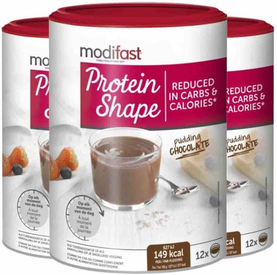 3x Modifast Protein Shape Pudding Chocolade 540 gr | bol