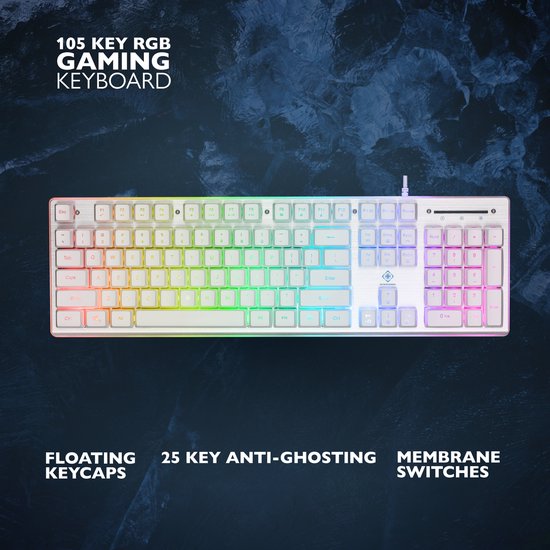 Deltaco WK75 Gaming Toetsenbord - Membraan - RGB - QWERTY - Wit | bol