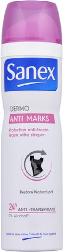Sanex Deodorant Spray PH Balance Dermo Anti Stains 12h 0% Alcohol 150 ...
