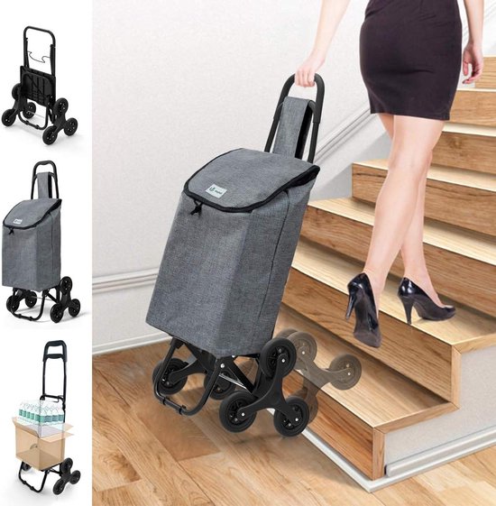 Trolly Boodschappentrolley trapklimmer, inklapbaar, hackenporsche met 3 ...
