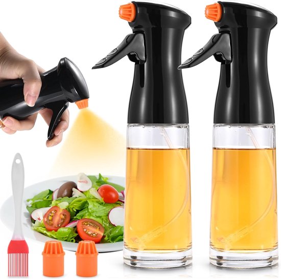Oliesproeier voor spijsolie, 2 x oliespuitfles 210 ml, oliespray en 4 ...