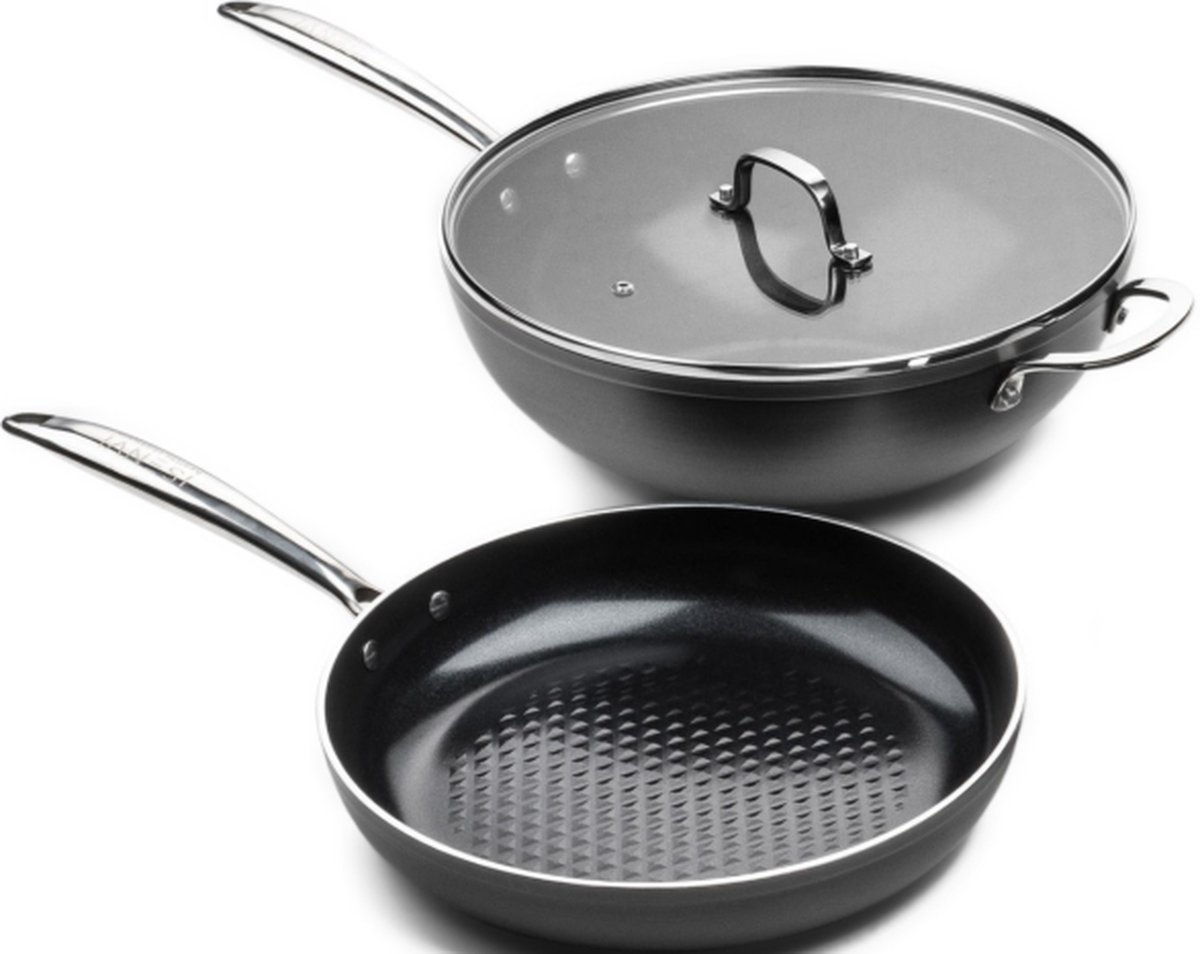 ISENVI Victoria Forged combideal 2 delig - Koekenpan en wok - RVS ...