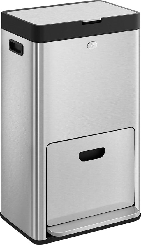 Prullenbak 3 Vaks -Afvalscheiding 57 Liter - Vuilnisbak met Pedalen ...