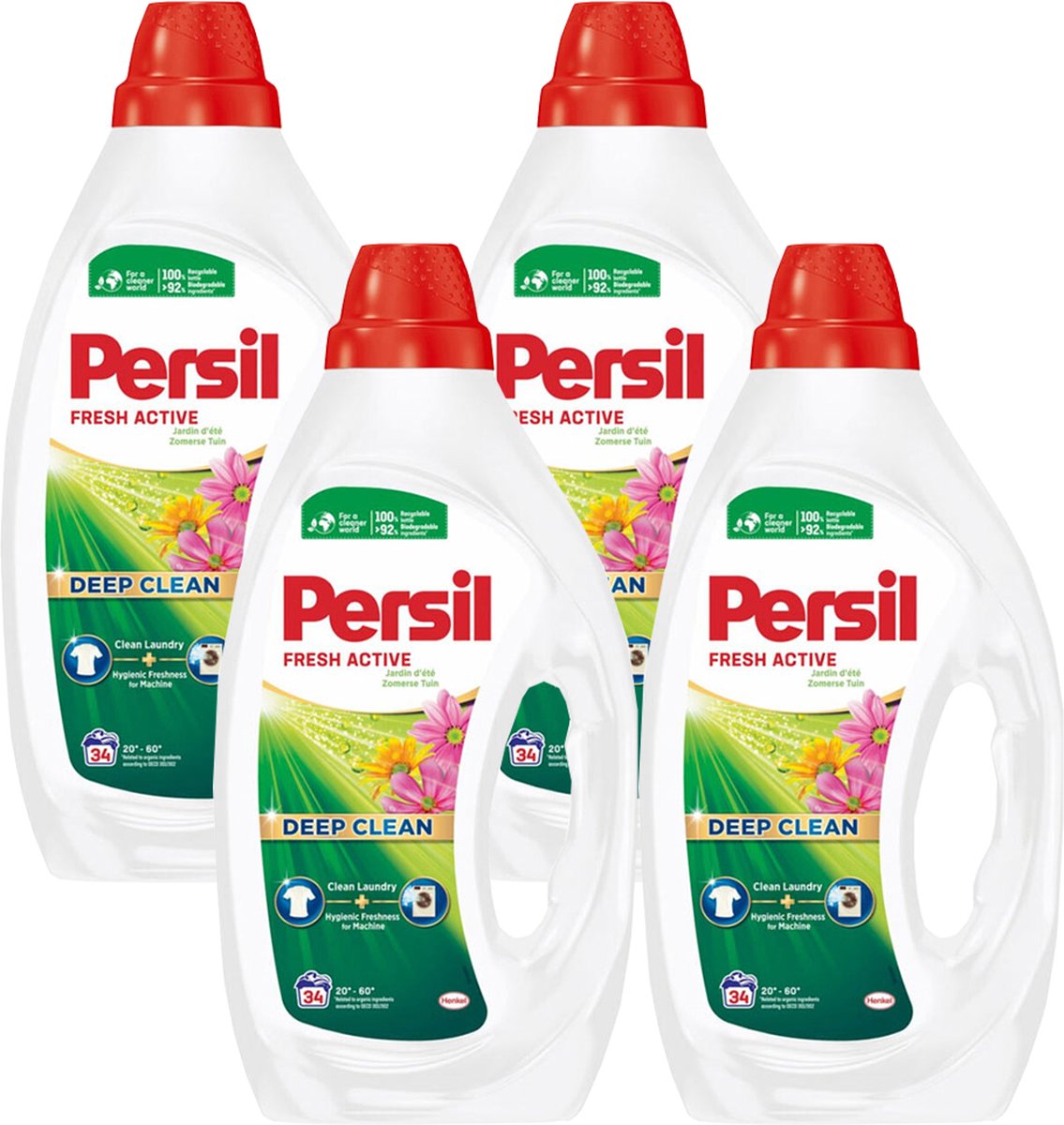 Persil Vloeibaar Wasmiddel “Zomers Fris” Deep Clean 4 x 34 Wasbeurten ...