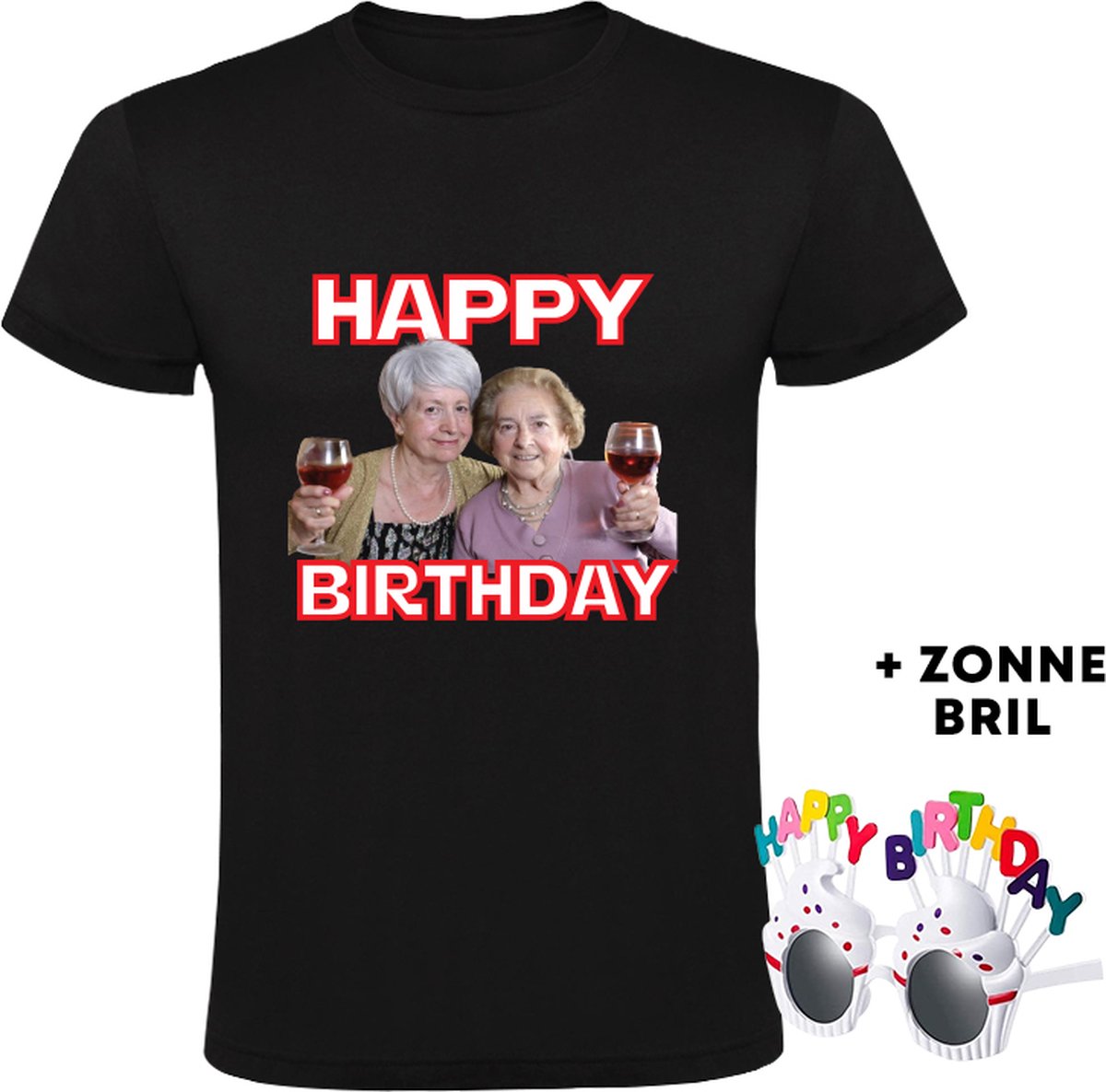 Happy birthday Heren T-shirt + bril - verjaardag - jarig - feest - oma ...