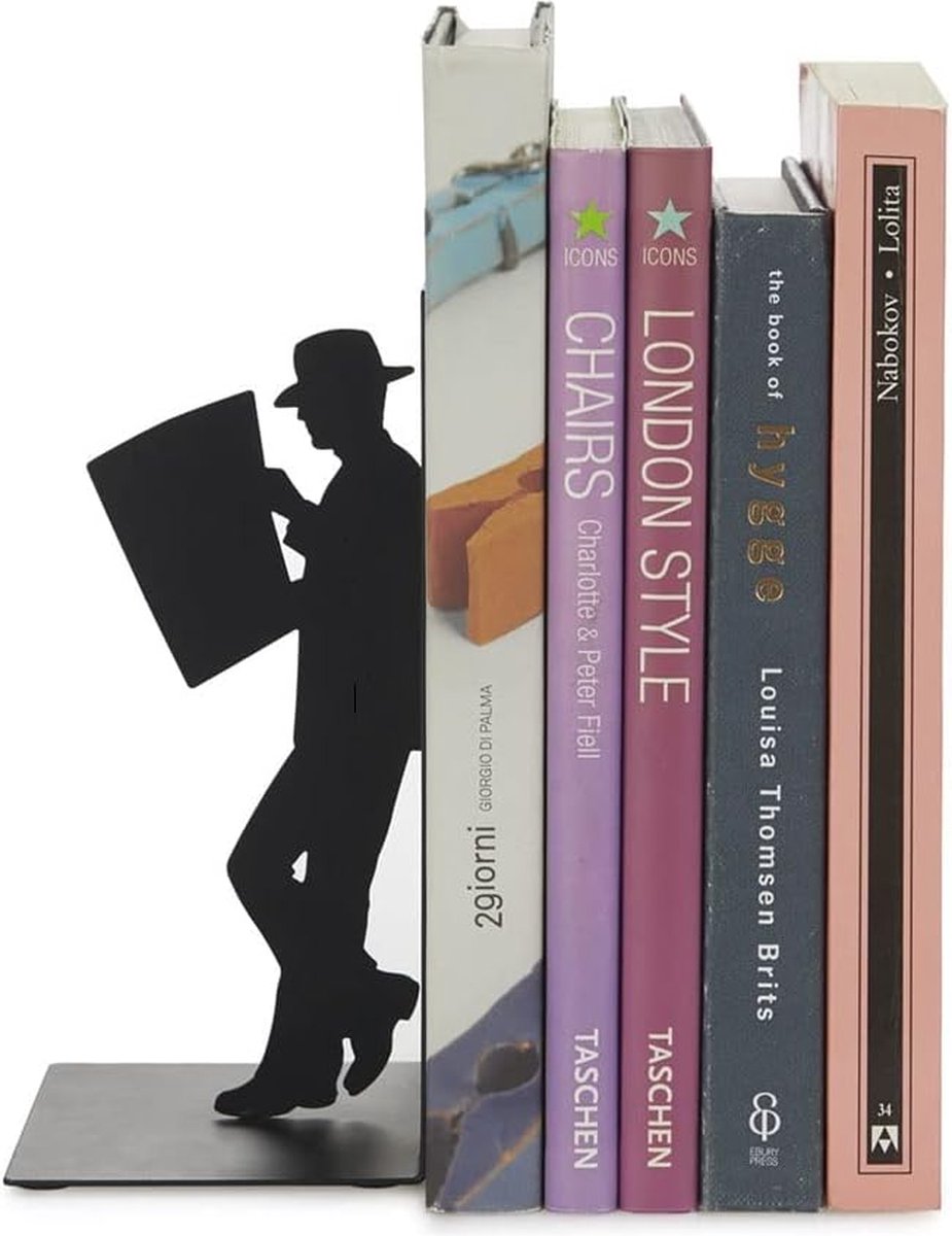 Boekensteun The Reader Zwart, Metaal | bol
