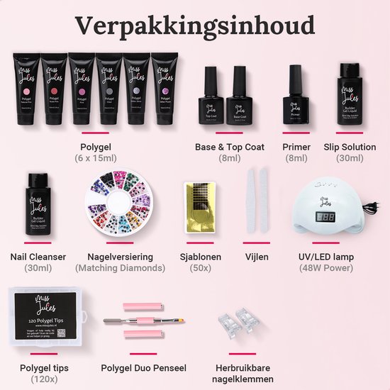 Miss Jules® Luxe Complete Polygel Kit - Polygel Nagels Starterspakket ...