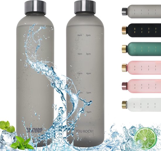 Drinkfles, 1 liter, sportfles, sport, met tijdmarkering ...