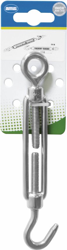 AMIG Spanschroeven/draadspanner met haak/oog - 1x - 11cm - 316L RVS ...