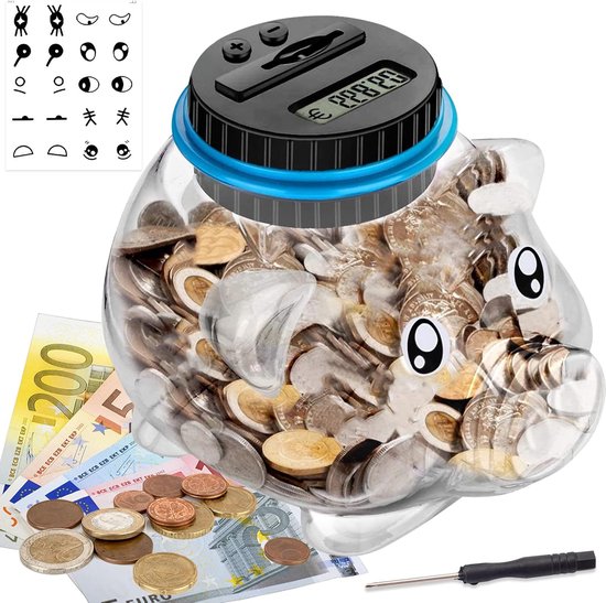 Digitale Spaarpot - Met muntenteller - Elektrische spaarpot - Transparant - Spaarpot... | bol
