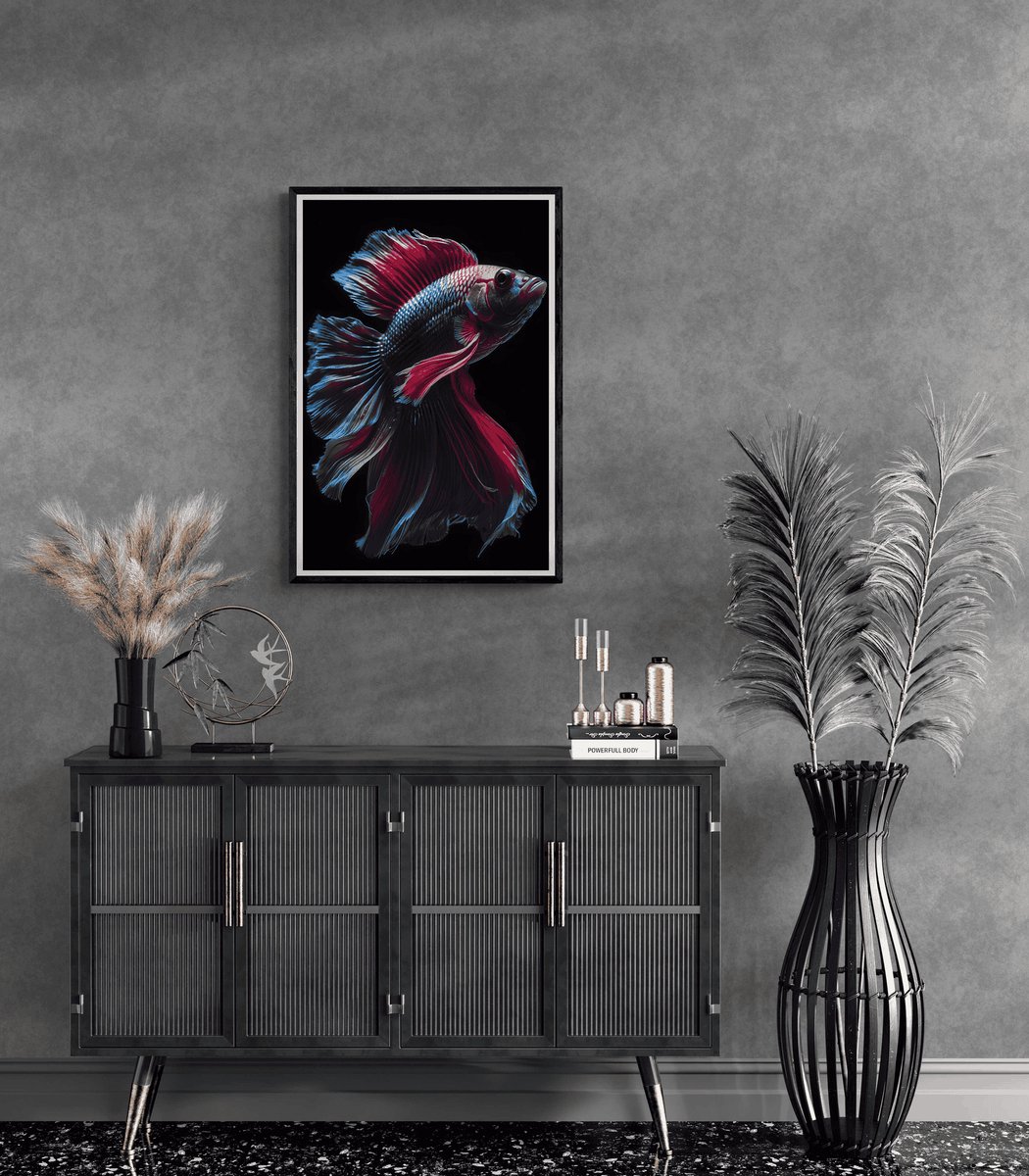 Betta Splendens Poster | Betta Rood | Siamese Kempvis Poster ...
