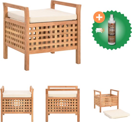 vidaXL Opbergbank - Massief walnoten hout - Natuurlijke stijl ...