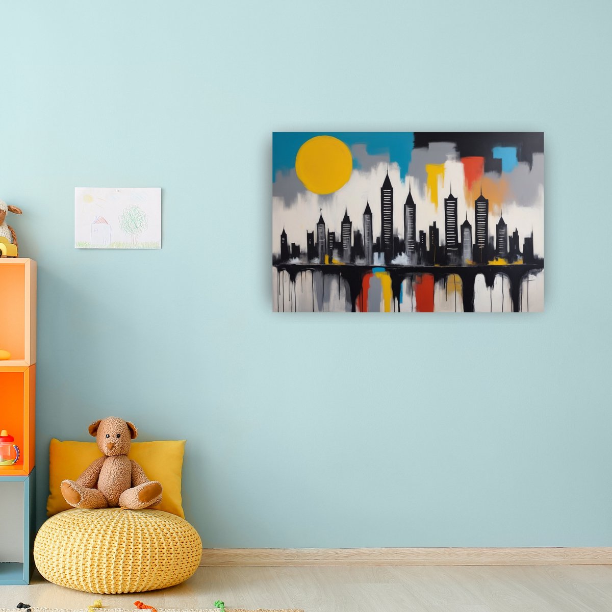 Skyline Basquiat stijl poster - Skyline wanddecoratie - Wanddecoratie ...
