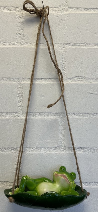 Polyresin hangend slapend dier "kikker" - groen - hoogte 50x20x11 cm ...