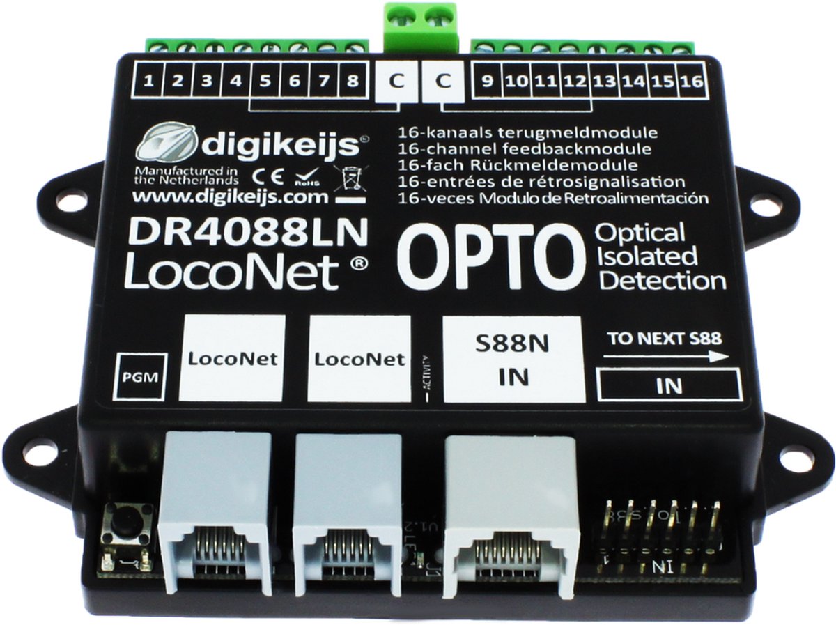 DR4088LN-OPTO 16-kanaals S88N terugmeldmodule met LocoNet | bol