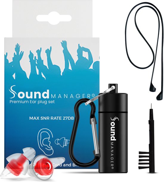 Soundmanager - Earplugs - Oordoppen - 2 Verwisselbare filters - SNR 20 dB, 27 dB -... | bol