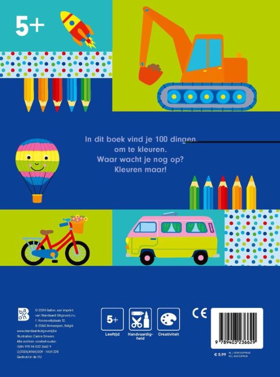 100 dingen om te kleuren: voertuigen | 9789403236629 | Boeken | bol